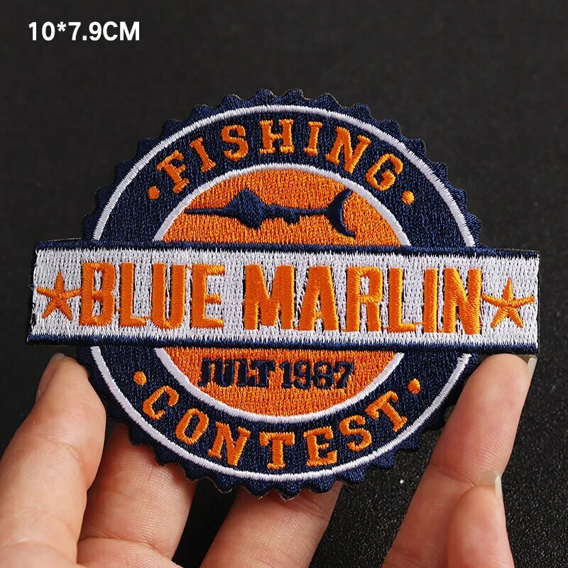 Нашивки с вышивкой "Паук, лошадь, медведь, кошка" Синий, G-BT0008-3