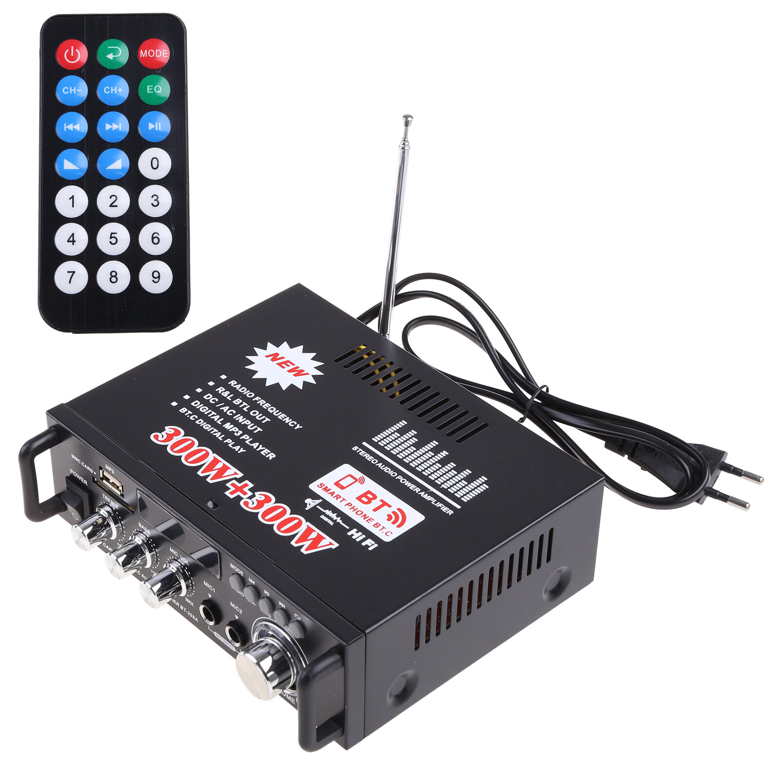 Автомобильный усилитель с Цифровым Дисплеем HIFI Powers Amplifier, совместимый с Bluetooth Стерео