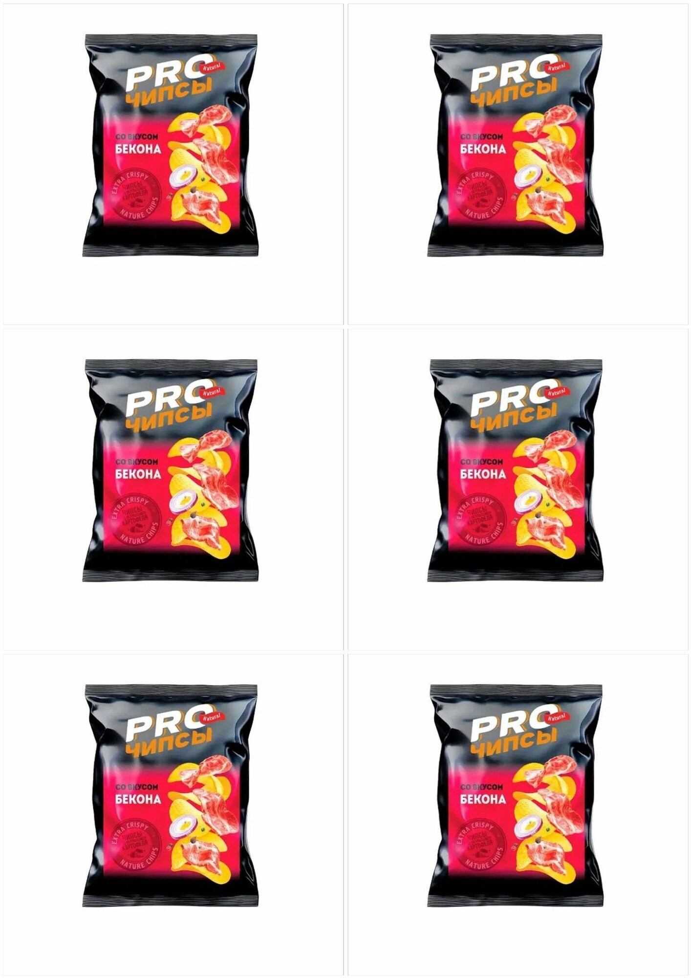 PRO-чипсы Чипсы, со вкусом бекона, 150 г - 6 шт