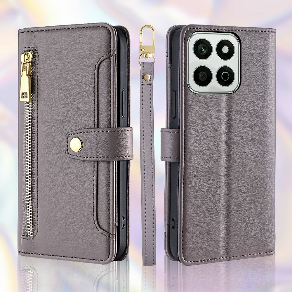 Чехол книжка на Хонор X7c/ Чехол подходит для Honor X7c, Новый, женский мужской, магнитным замком, серый