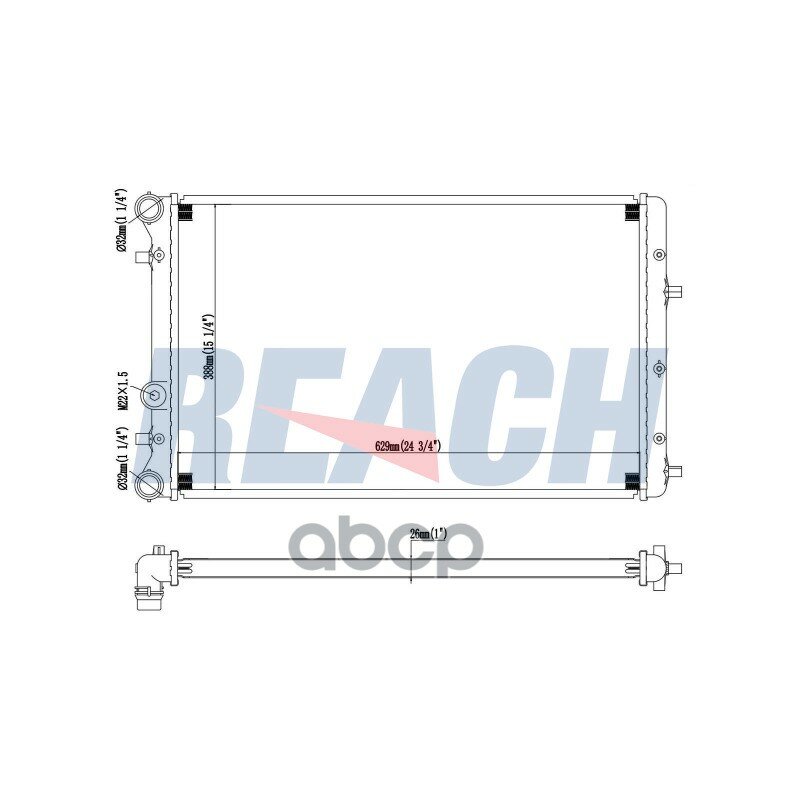 Радиатор системы охлаждения SEAT CORDOBA 1.2 I 12V, 2002- REACH арт. 14015183126