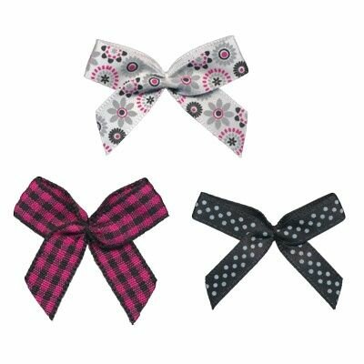 Бантики Annet Текстильные, №104, черно-розовые, 5х20 шт (BDR)