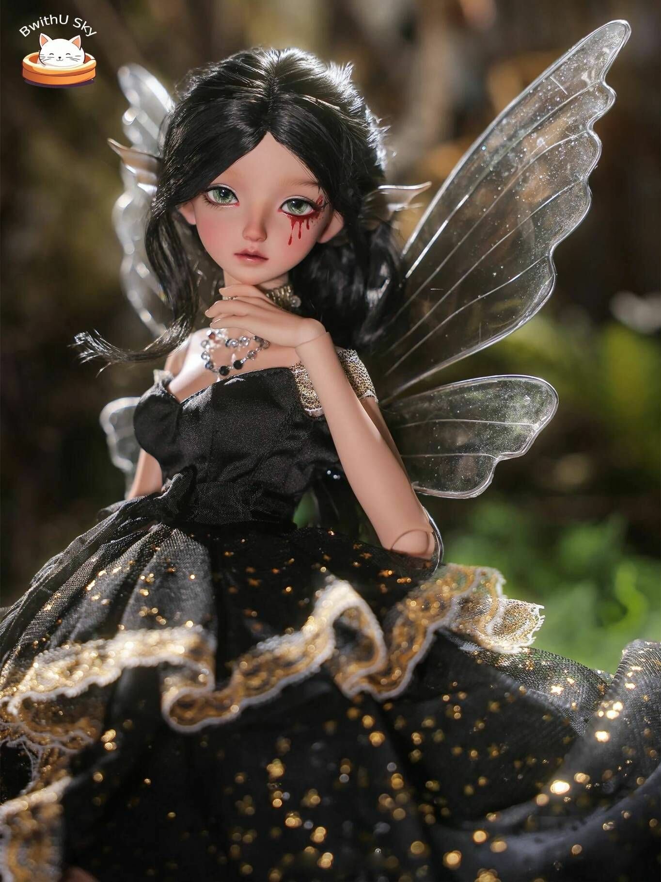 BwithU 1/4 DL BJD! Волшебные феи в очаровательных нарядах. Черное shimmering и нежный розовый наряд, украшенные