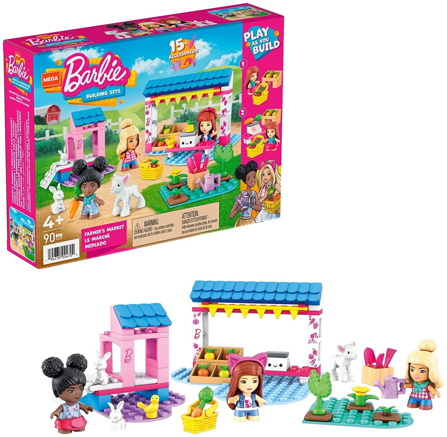 Конструктор Mega Construx Barbie HDJ85 Фермерский рынок, 90 дет.