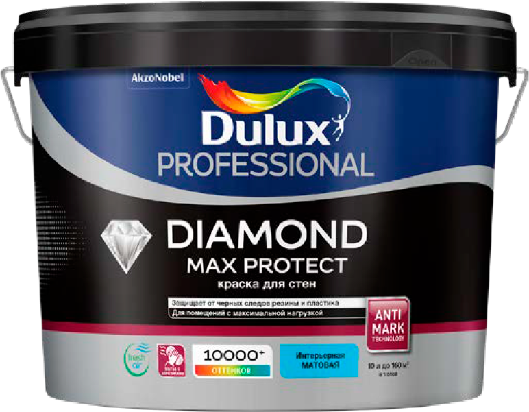Dulux Diamond Max Protect водно-дисперсионная матовая, Белый