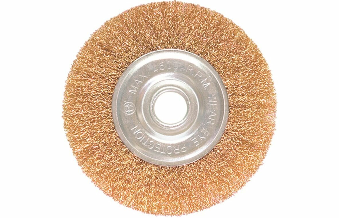 Щетка для УШМ дисковая 125х22,23 мм латунированная витая проволока, мягкая