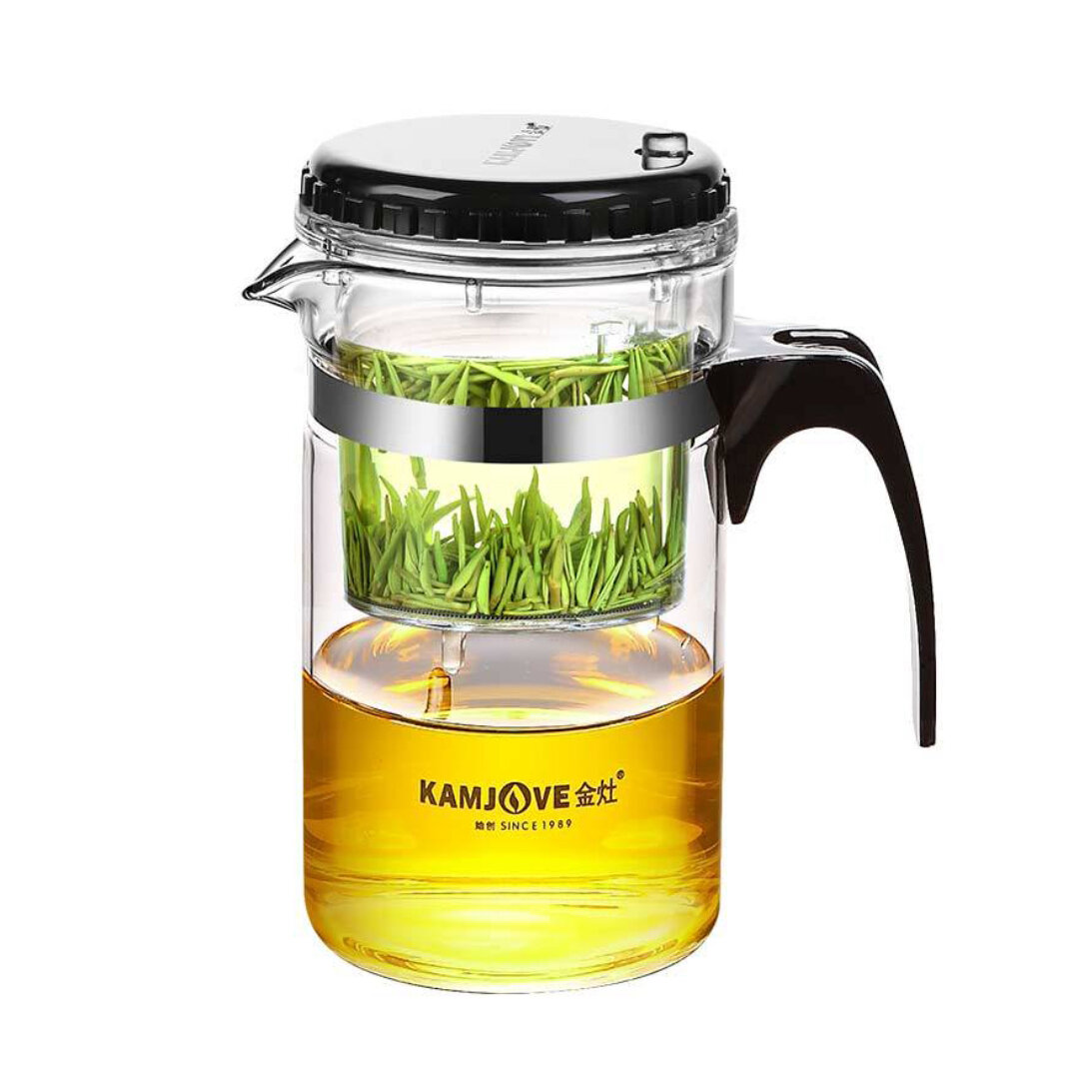Заварочный чайник стеклянный с кнопкой Гунфу (типот, типод, чайник проливной, заварник, изитот) объем 200 мл, Kamjove TP-120