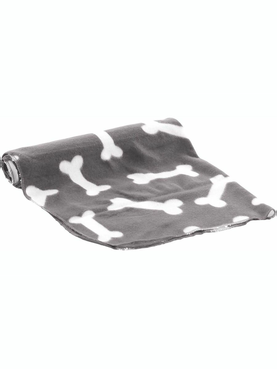 FLAMINGO Подстилка-плед MILDA, 150 x 130 см, серый с рисунком косточки, флис