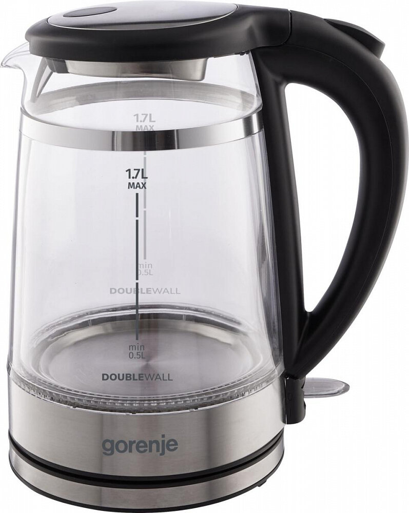 Gorenje Чайник Gorenje K17GDW 743902, электрический, серебристо-черный (2200Вт, 1.7л) (ret)
