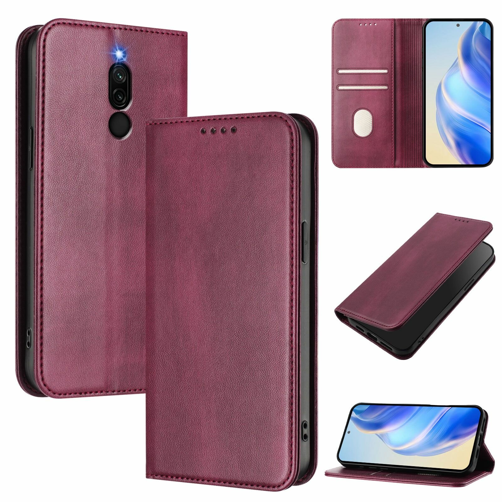 Кожаный чехол-книжка для Xiaomi Redmi 8/Redmi 8A( Редми 8, Редми 8A)с отделениями для карт и кошельком, Функция блокировки RFID