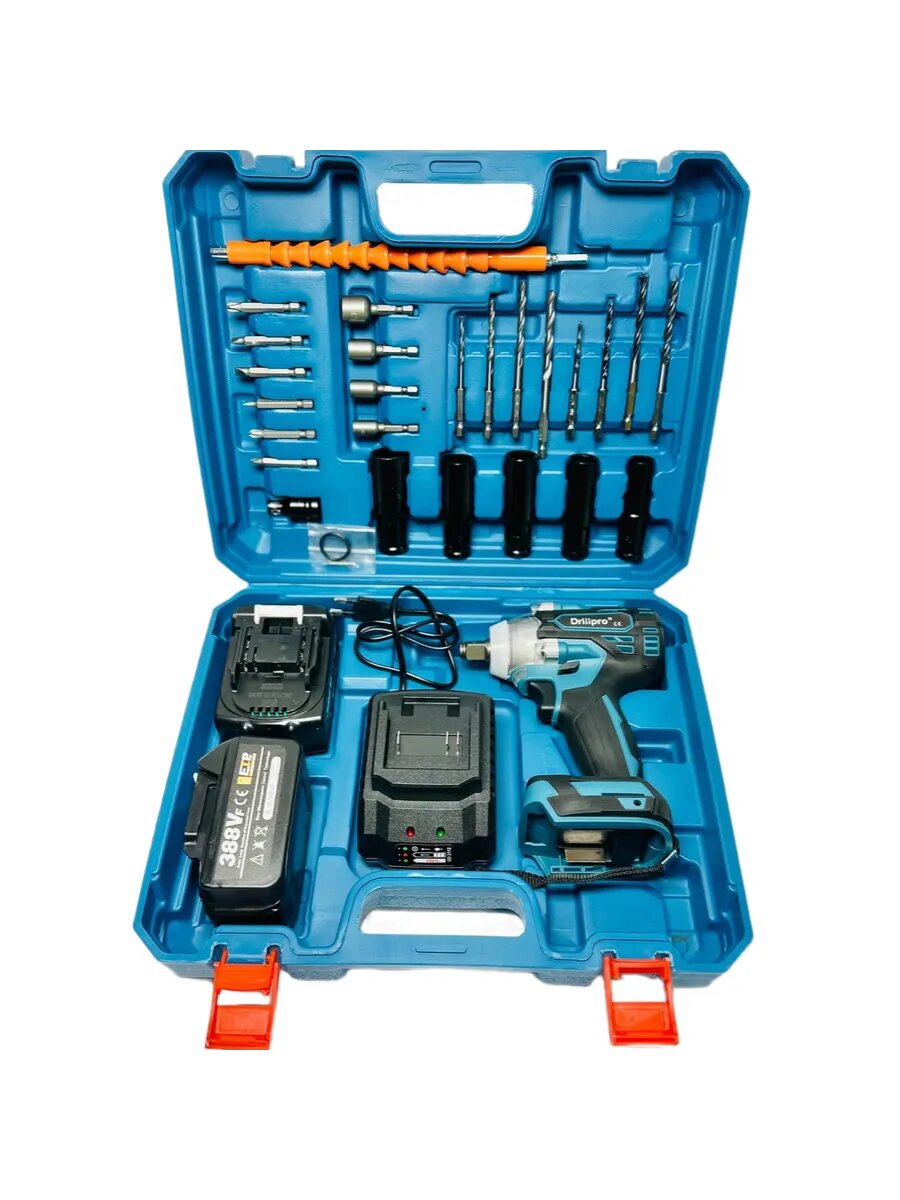 Гайковерт аккумуляторный ударный ДриллПро с набором