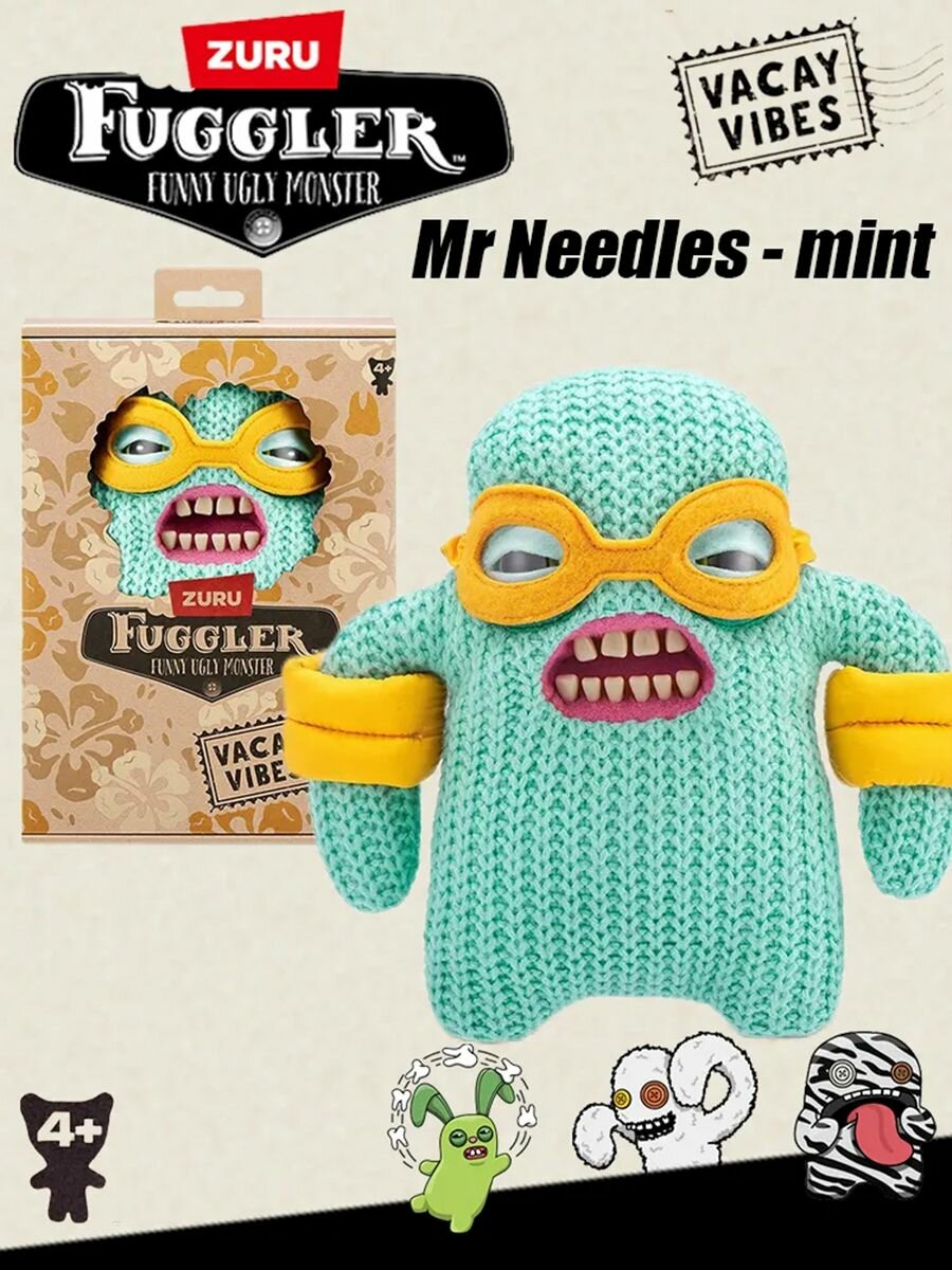 Zuru Fuggler Vacay Vibes Mr Needles / Коллекционная Праздничная Плюшевая Игрушка-зубастый Монстр Для Детей От 4 Лет