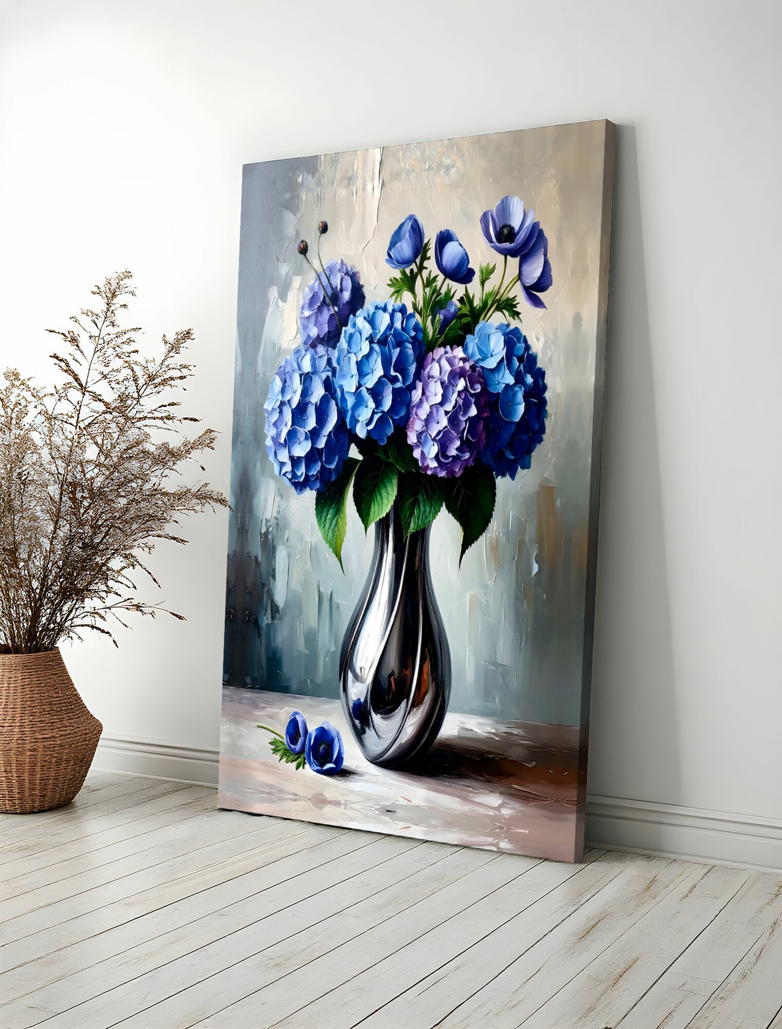 Картина модульная на стену "Гортензии и Анемоны" 50см х 70см