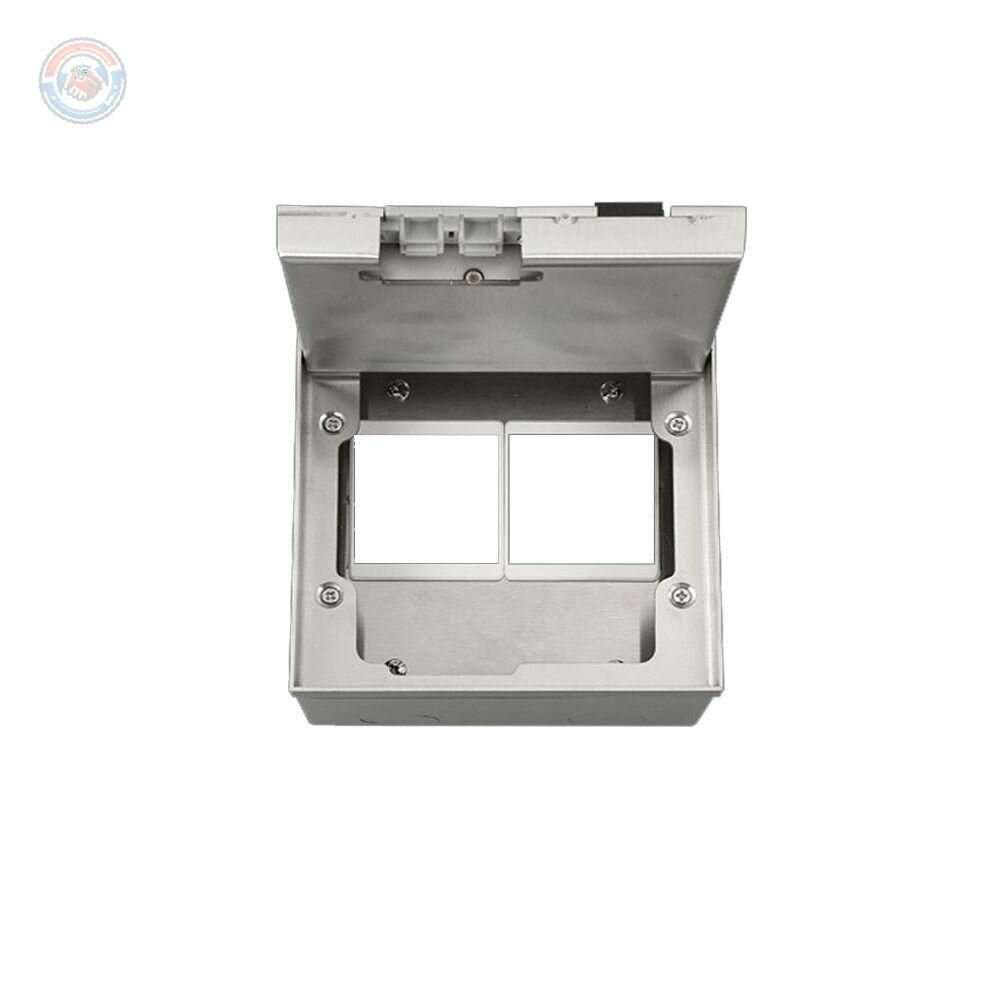 Лючок для фальшпола встраиваемый, металлический люк под розетки на 4 модуля, скрытый электролюк в пол ламинат плитку, нержавеющая сталь