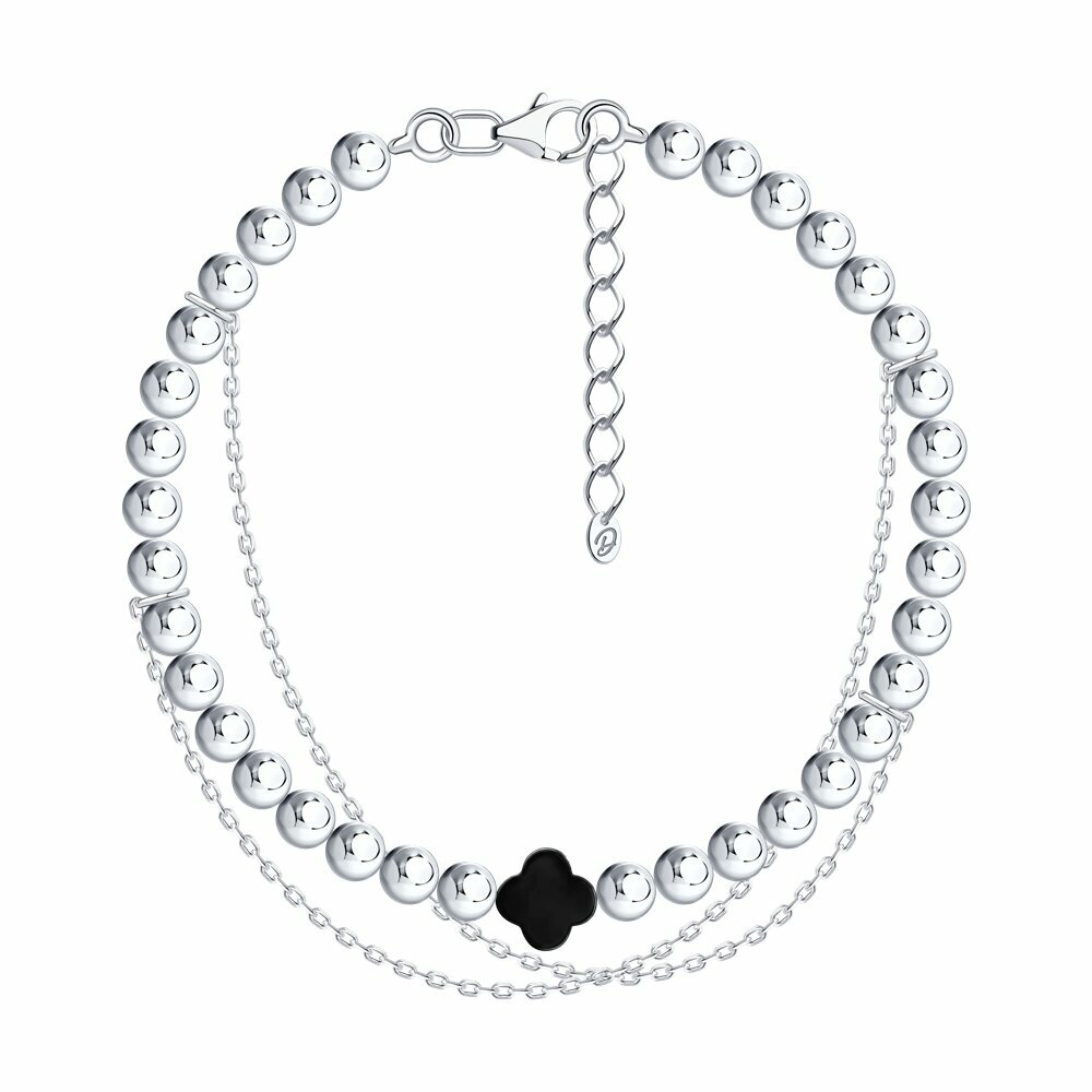 Браслет, серебро, 925 проба, родирование, гематит