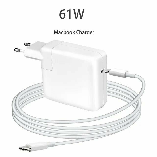 Блок питания для Apple MacBook USB-C, 61W / Сетевой адаптер для MacBook / Белый