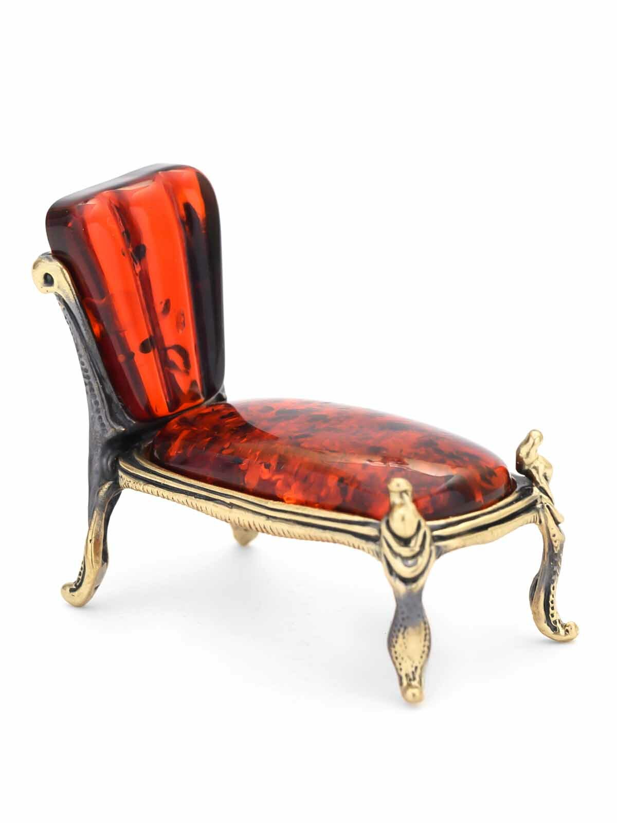 Сувенирная фигурка - Стул кушетка, Балтийский Янтарь, 5,0 см