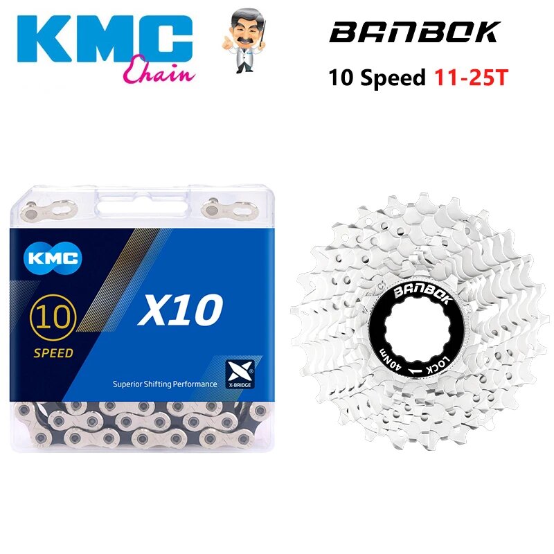 BANBOK 10-скоростной кассетный механизм для шоссейного велосипеда 11-32T 10s Chains 11-25T