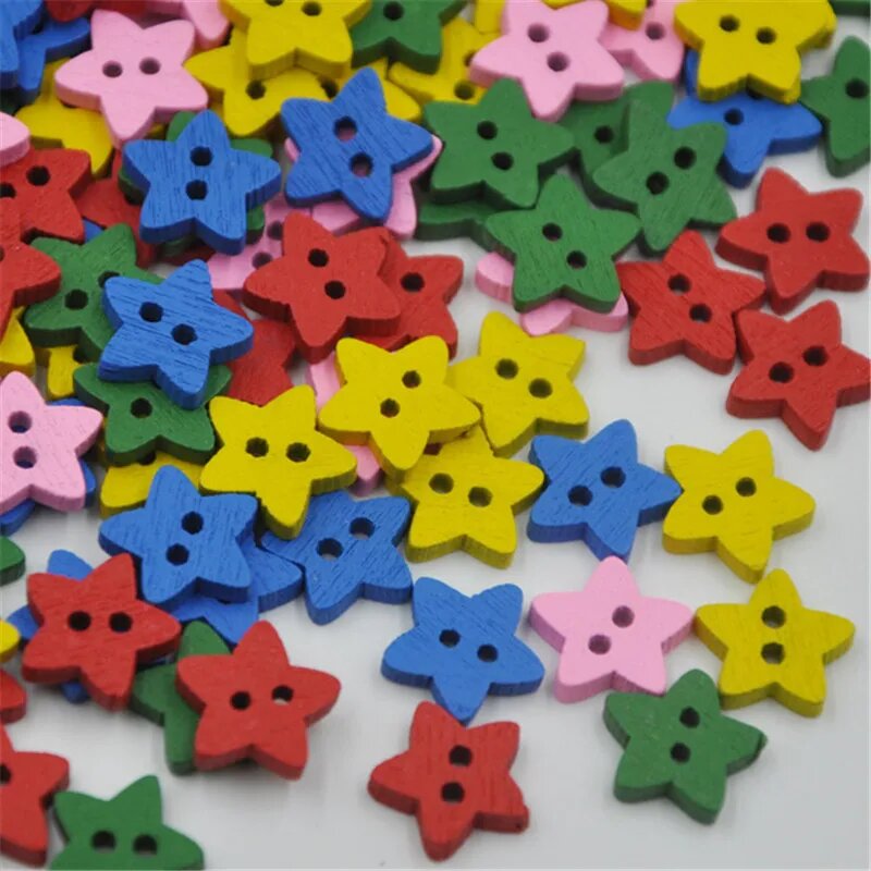 Деревянные пуговицы со звездами Edelweiss 100 шт.