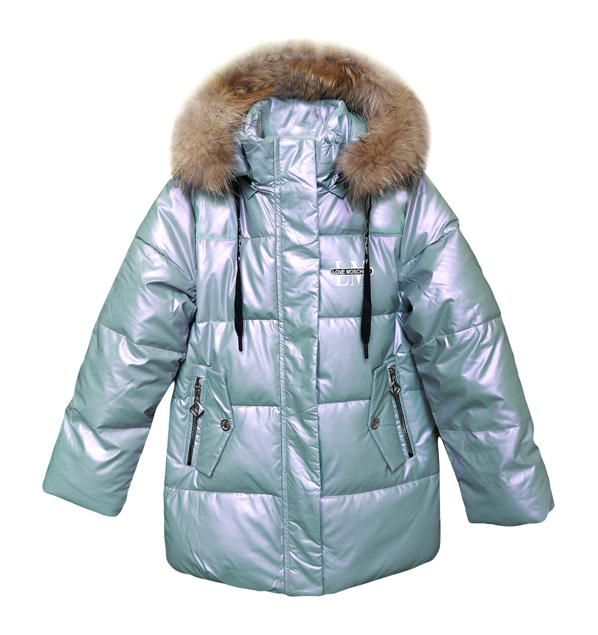 Куртка Зимняя удлиненная глянцевая куртка для девочек