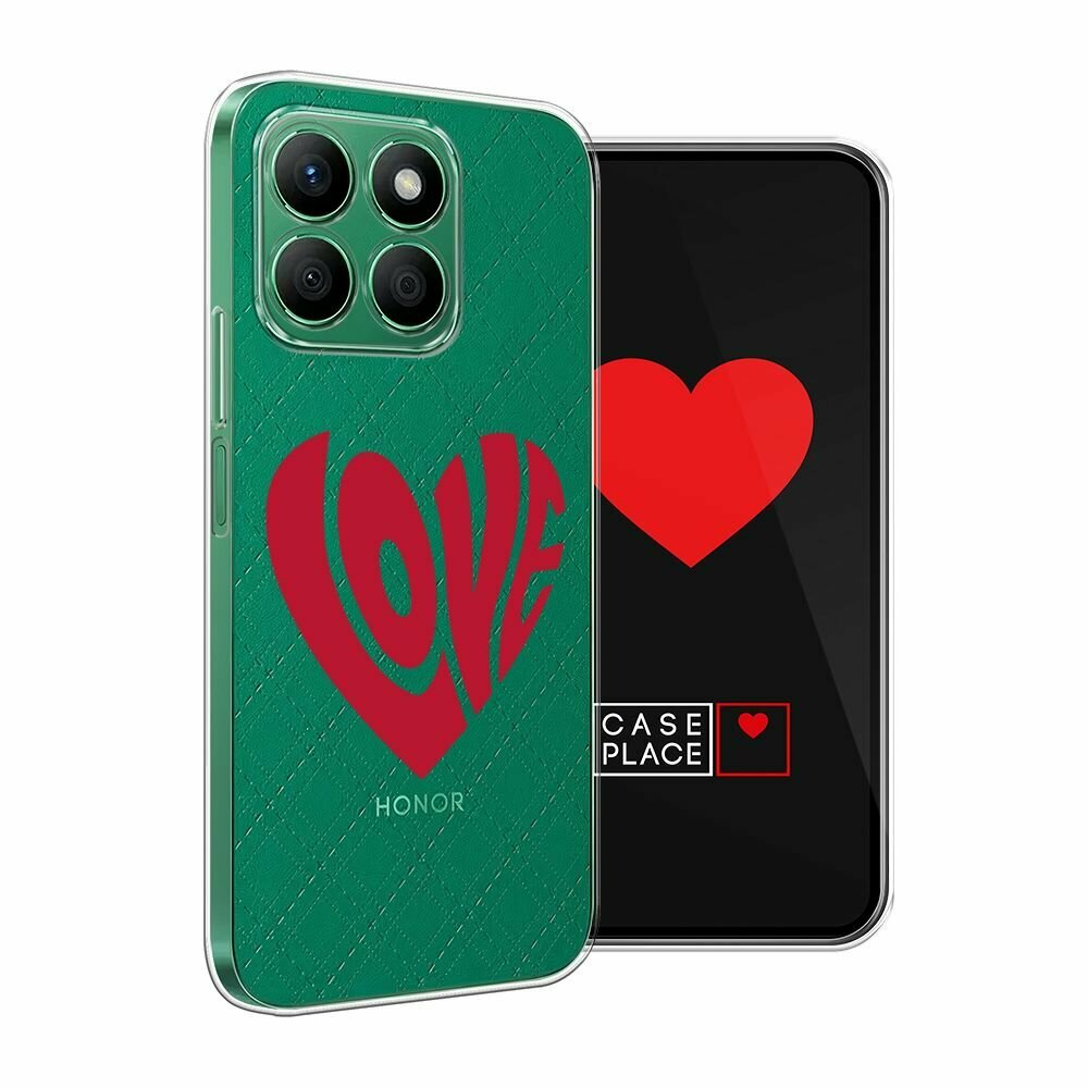 Чехол на Honor X8B / Хонор X8B с принтом "Love heart 2 - 14 февраля", прозрачный — фото 1