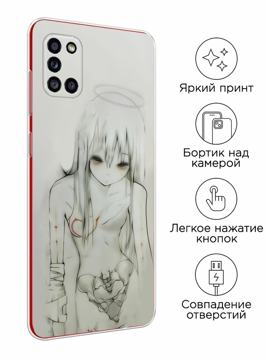 Чехол на Samsung Galaxy A31 / Самсунг Галакси А31 с принтом "Аниме рисунок чёрно-белый" — фото 1