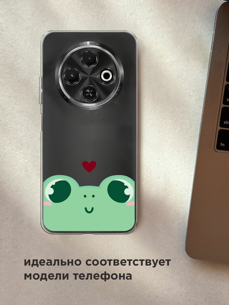 Чехол на Tecno Spark 30C / Текно Спарк 30C с принтом "Влюблённая лягушка - 14 февраля", прозрачный — фото 1