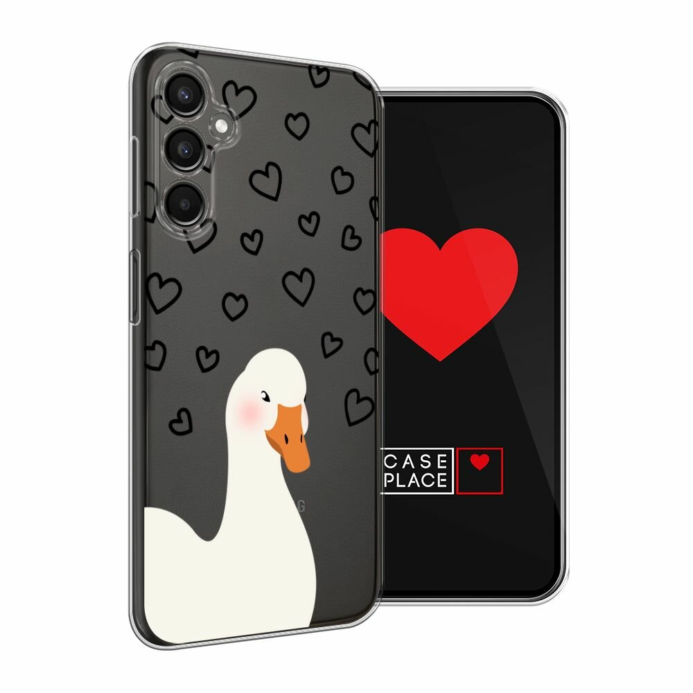 Чехол на Samsung Galaxy A24 / Самсунг Галакси A24 с принтом "Влюблённый гусь 3 - 14 февраля", прозрачный — фото 1