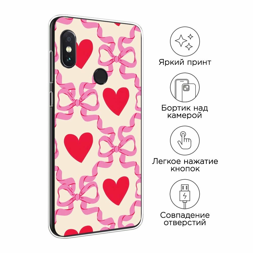 Чехол на Xiaomi Redmi Note 5/Note 5 Pro / Сяоми Редми Нот 5/Нот 5 Про с принтом "Hearts and ribbons 1 - 14 февраля" — фото 1