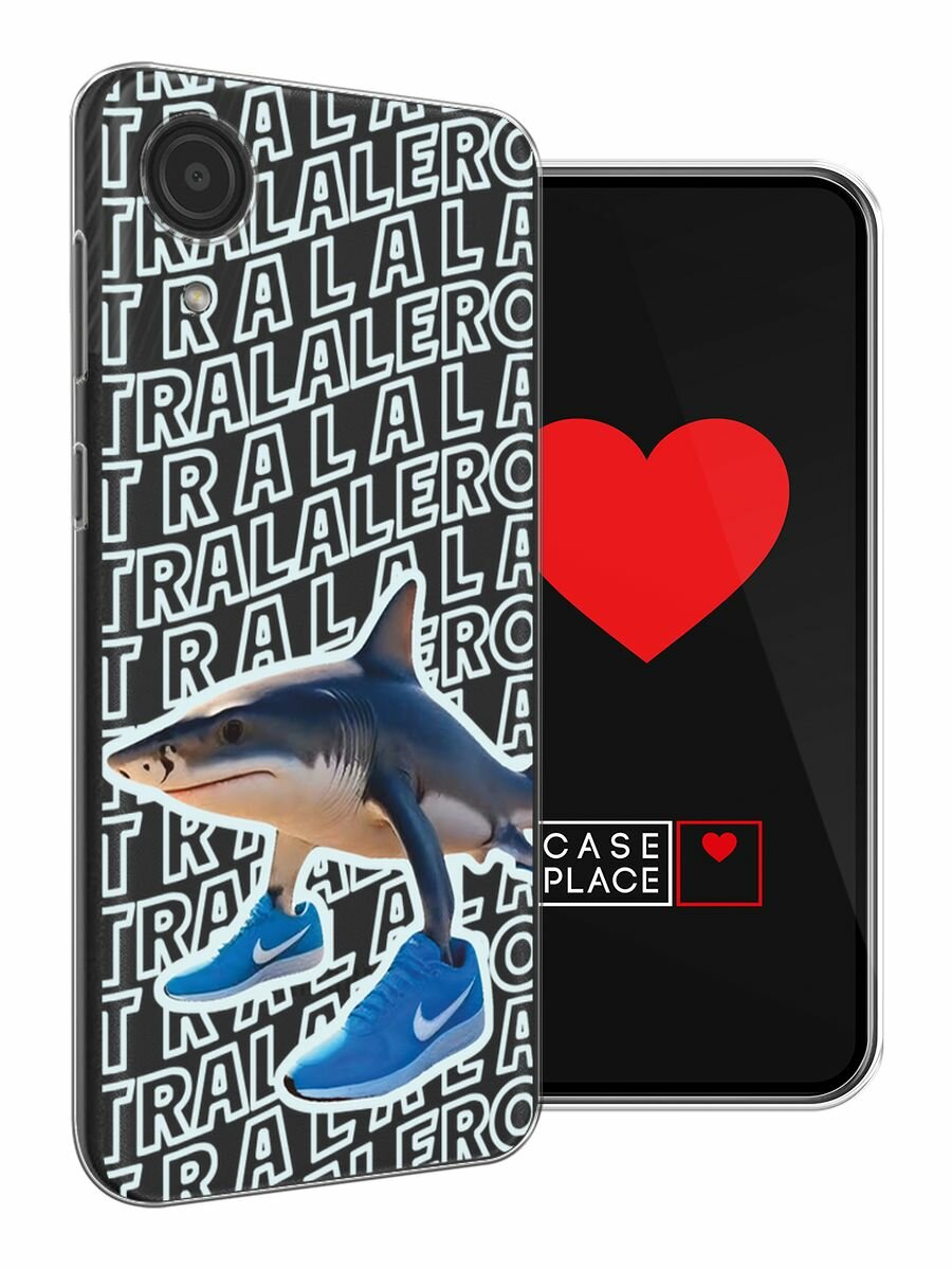 Чехол на Samsung Galaxy A03 Core / Самсунг Галакси А03 Core с принтом "Тралалеро тралала 2", прозрачный — фото 1