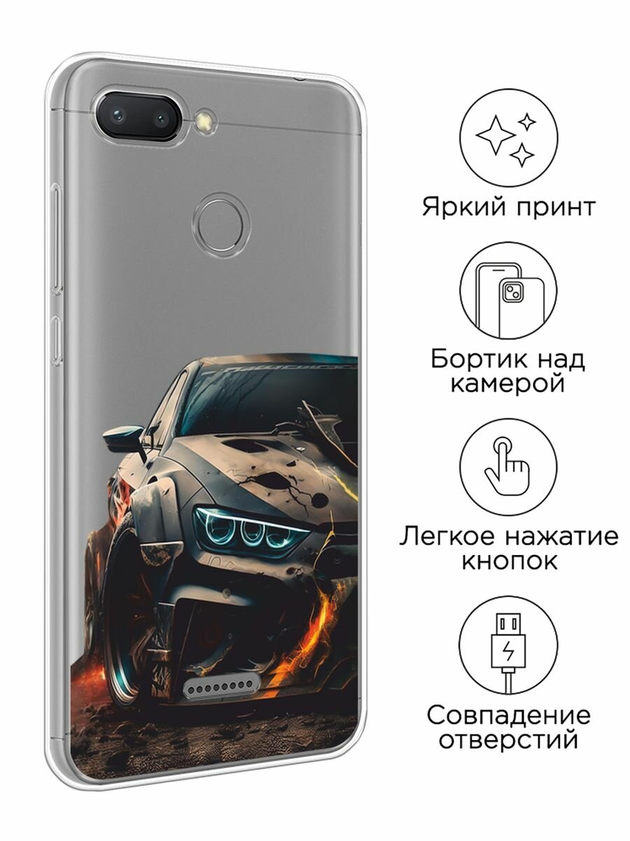 Чехол на Xiaomi Redmi 6 / Сяоми Редми 6 с принтом "На износ", прозрачный — фото 1