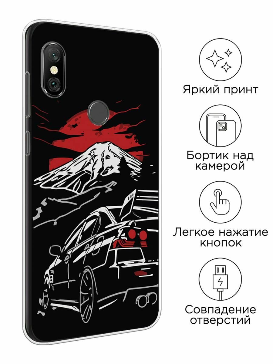 Чехол на Xiaomi Redmi Note 6 Pro / Сяоми Редми Нот 6 Про с принтом "Машина в горах JDM" — фото 1