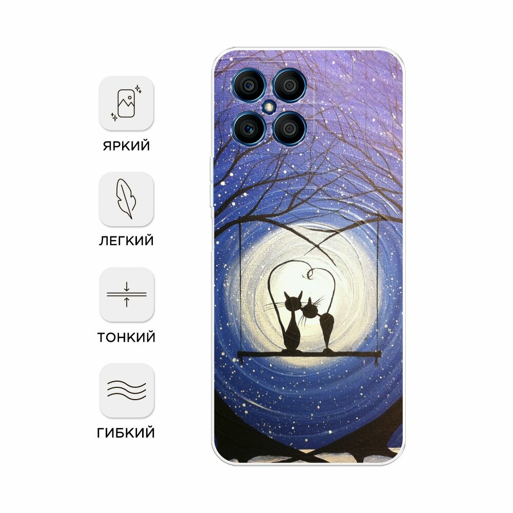 Чехол на Honor X8 / Хуавей X8 с принтом Влюбленные котики 10 — фото 1