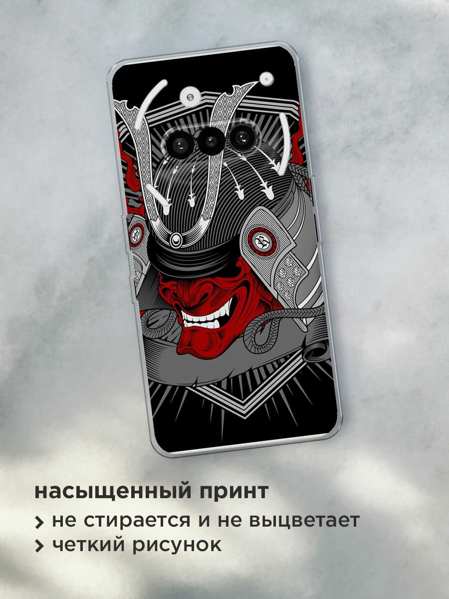 Чехол на Nothing Phone 3a / Нотинг Фон 3а с принтом "Красная маска самурая" — фото 1
