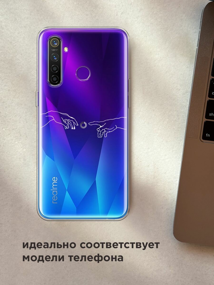 Чехол на Realme 5 Pro / Реалми 5 Про с принтом "Загрузка творения", прозрачный — фото 1