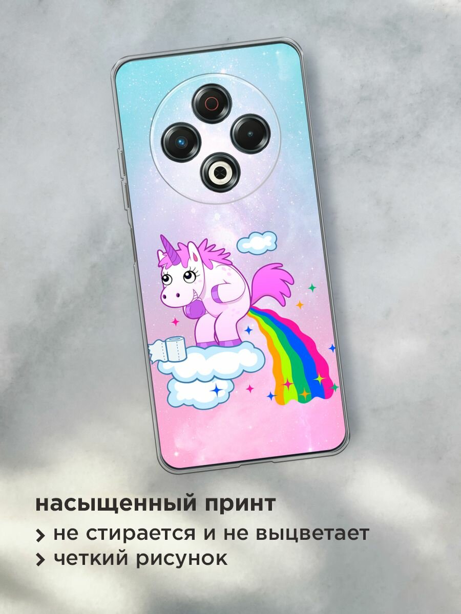 Чехол на Tecno Spark 30 / Текно Спарк 30 с принтом "Единорог какает" — фото 1