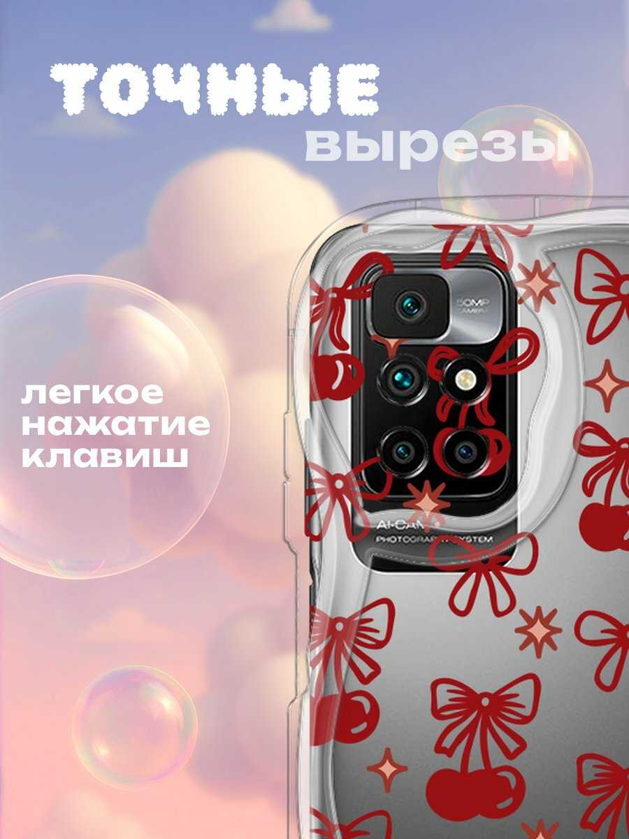 Чехол на Xiaomi Redmi 10 / Редми 10 с принтом "Вишня с бантиком" — фото 1