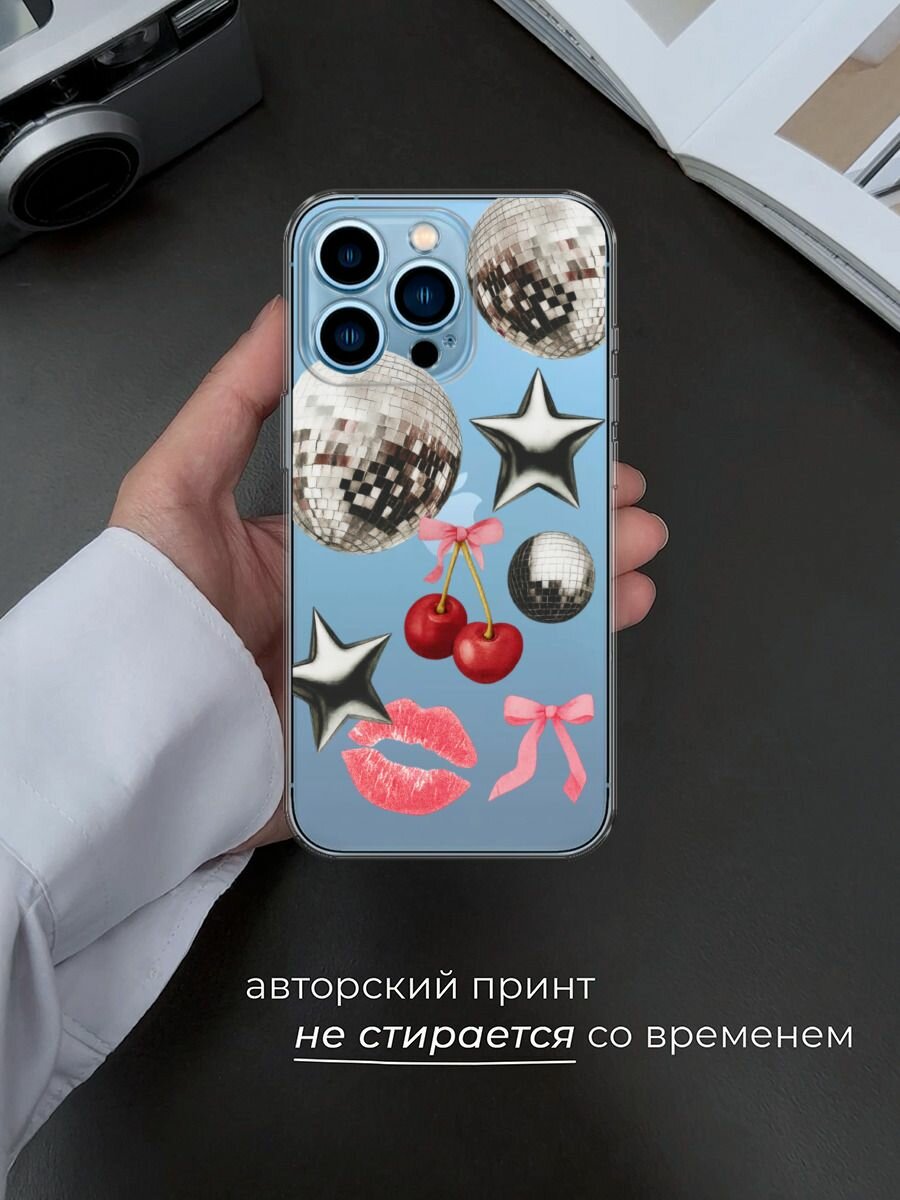 Чехол на Apple iPhone 13 Pro / Айфон 13 Про с принтом "Стильная подборка", прозрачный — фото 1