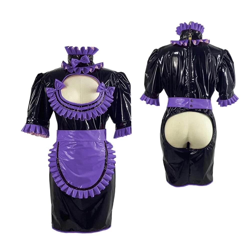 Костюм горничной из ПВХ Anerotic XXL, Фиолетовый, фиолетовый