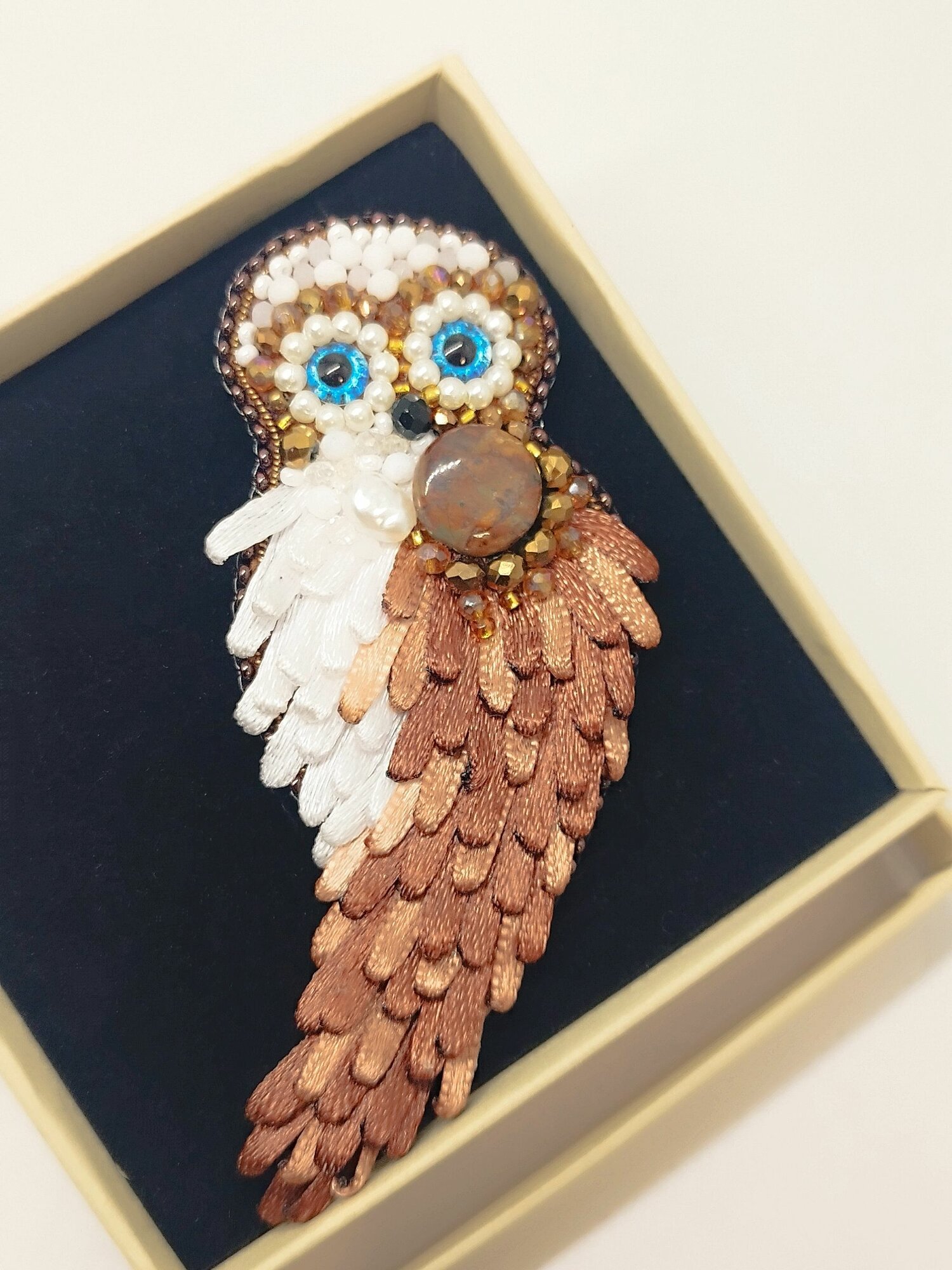 Брошь, жемчуг имитация, бисер, стекло