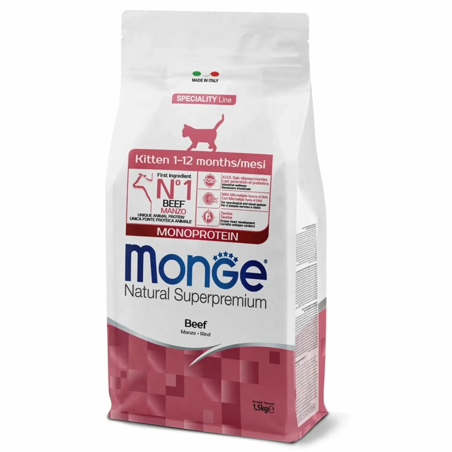 Monge Cat Speciality Line Monoprotein - Сухой корм для котят и беременных кошек, из говядины (1.5 кг)