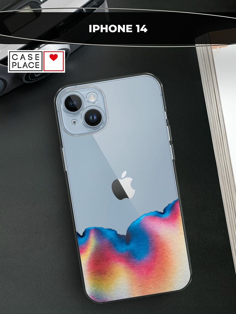 Чехол на Apple iPhone 14 / Айфон 14 с принтом Акварельное сочетание, прозрачный