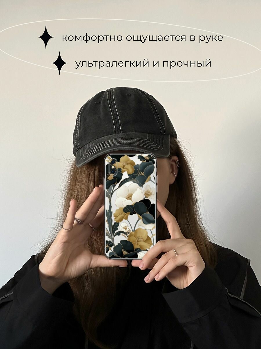 Чехол на Apple iPhone XS Max / Айфон XS Max с принтом Золотые цветы — фото 1