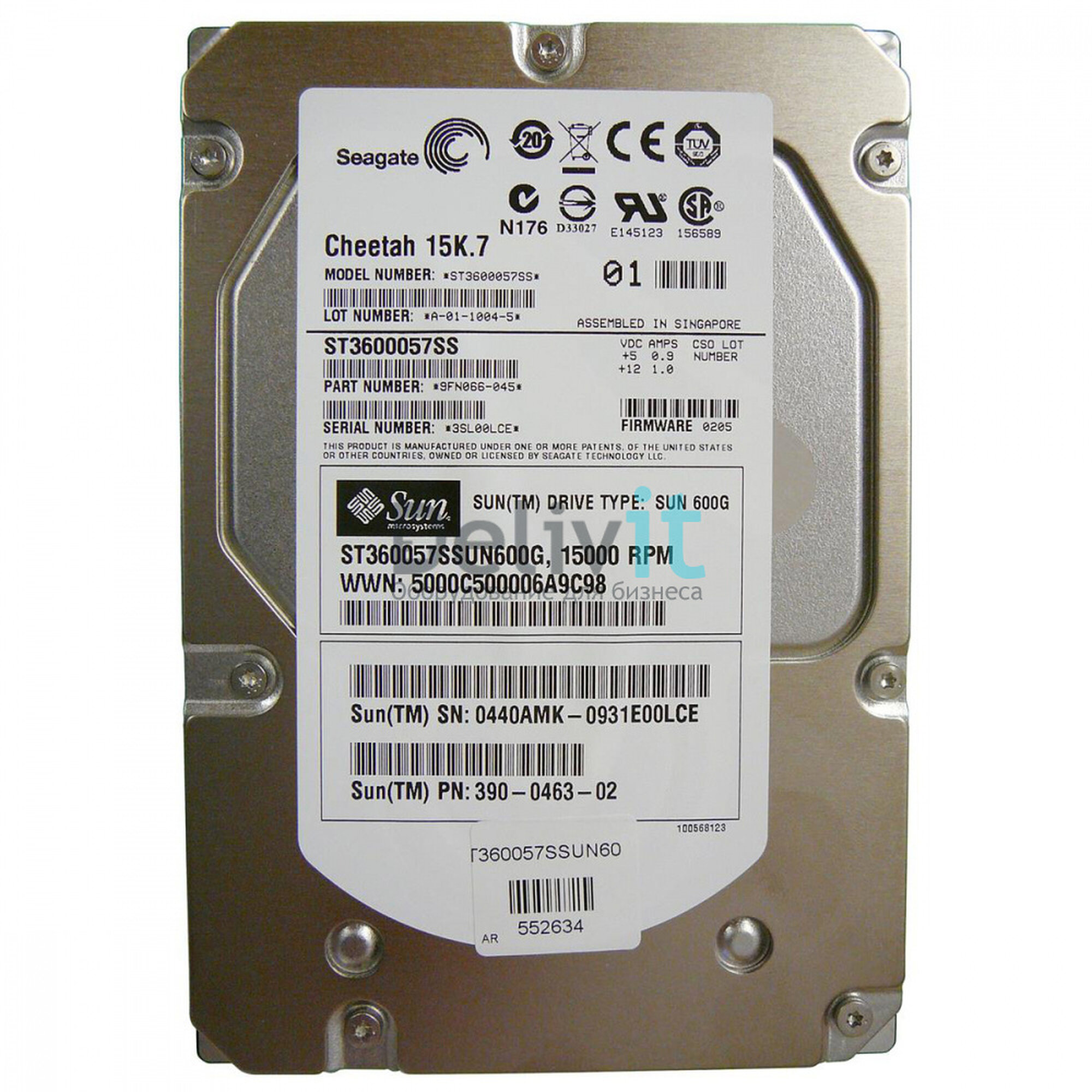 Жесткий диск HDD 3.5" 600Gb, SAS, Seagate, 15000rpm, 16Mb, Cheetah 15K.7 (ST3600057SS)
