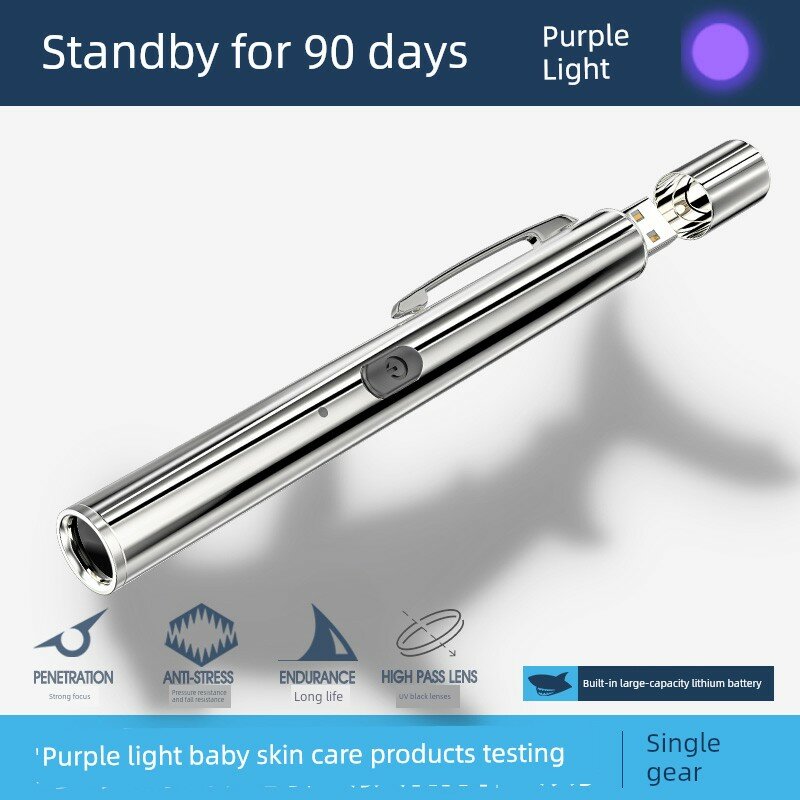 Флуоресцентный фонарик для обнаружения агента фиолетового света, портативный УФ-фонарик, идентификация фиолетового