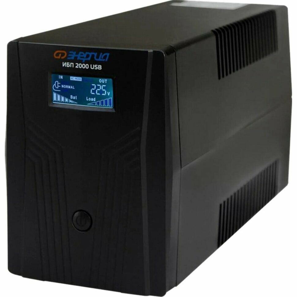 ИБП Энергия 2000 LCD USB, лин.-инт, 2000ВА/1200Вт, 4xEURO(Е0201-0370), 2427948
