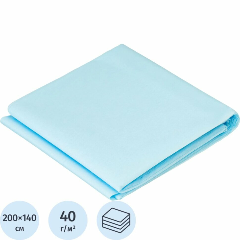 Простыня стер. 200х140см спанбонд лам. пл.40, 1шт/уп Tutami span L Гекса, 933379