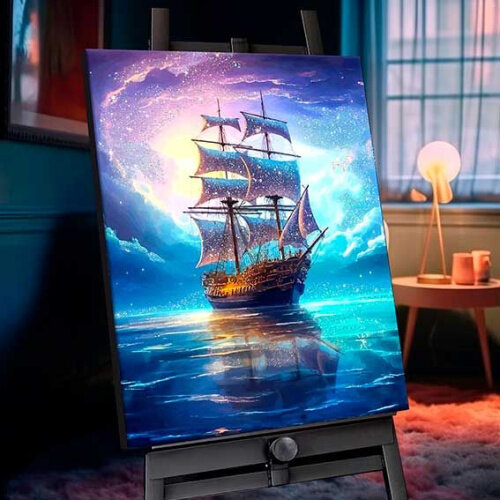 Картина по номерам Котеин с кристаллами из хрусталя, "Вечерний штиль", 40х50 см, 27 цветов (SHR0568)