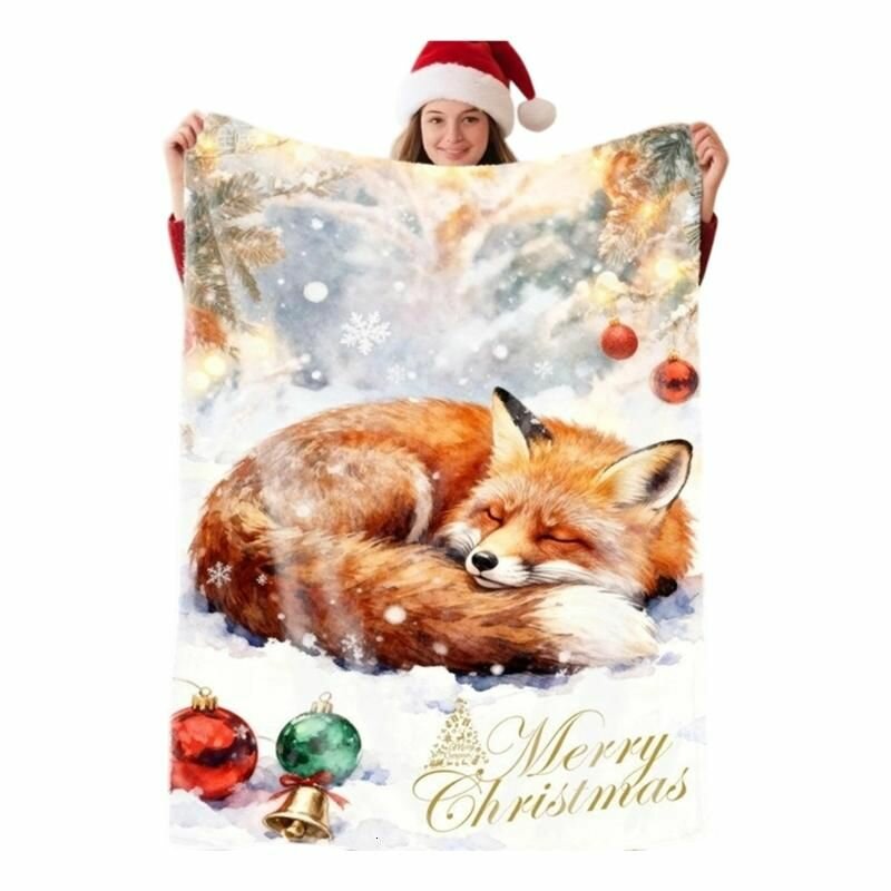 Мягкое детское одеяло с милыми животными на новогоднюю тематику, отличный подарок, Мульти