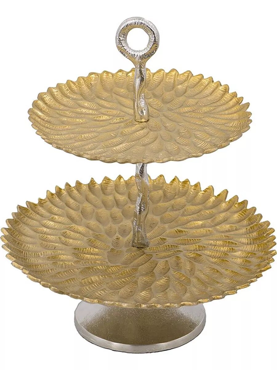 Блюдо сервировочное Glasar двухъярусное 36х36х41 см, алюминиевое